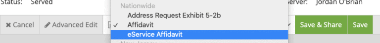 Create eService Affidavit - ServeManager Support