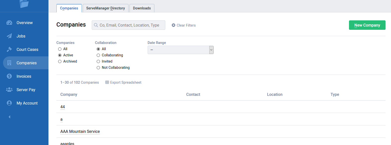 Adding a Company - ServeManager Support