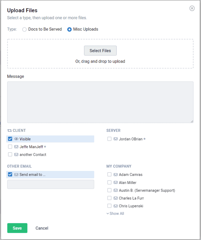 Sharing Uploads - ServeManager Support