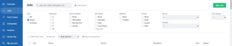 Job Filters - ServeManager Support